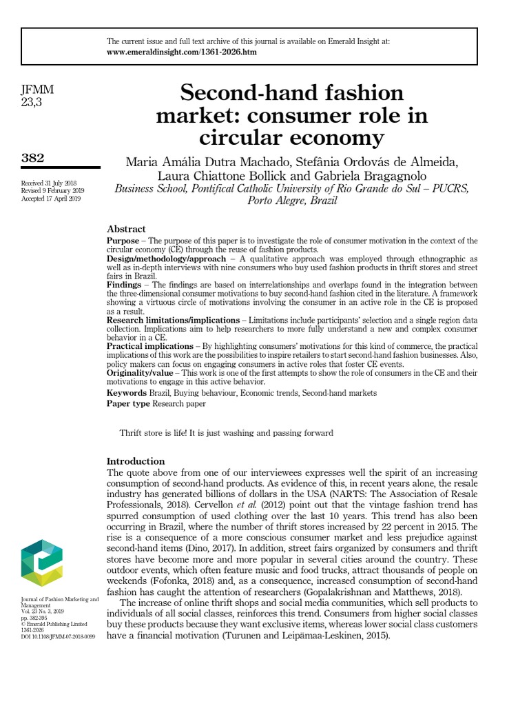 2019 Second Hand Fashion Market Consumer Role in Circular Economy | PDF ...