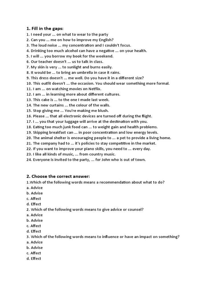 Easily Confused Words Test | PDF