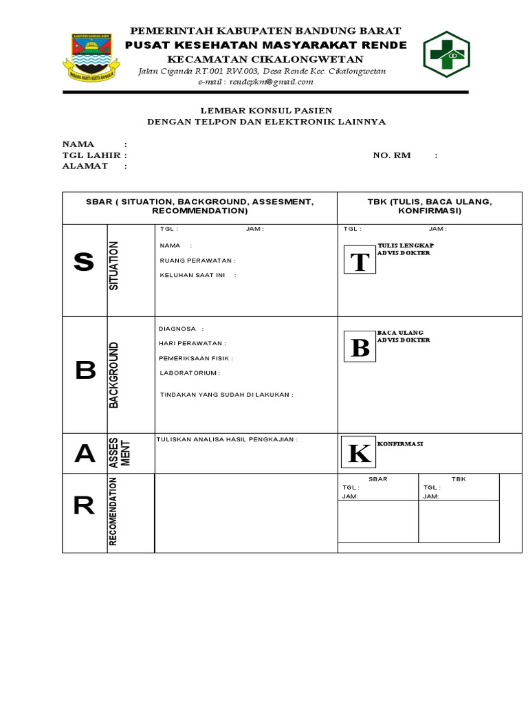 TBAK dan SBAR Gawat Darurat | PDF