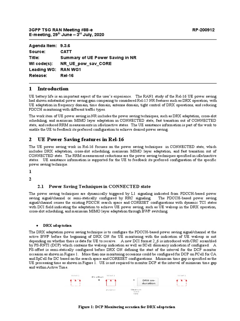 RP-200912 Work Item Summary For UE Power Saving - Final | PDF | Mimo ...