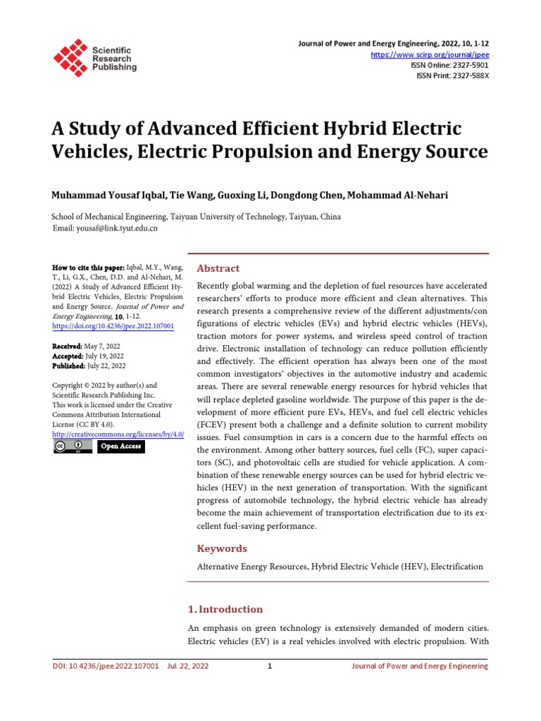 Jpee 2022072114404937 | PDF | Electric Vehicle | Hybrid Electric Vehicle
