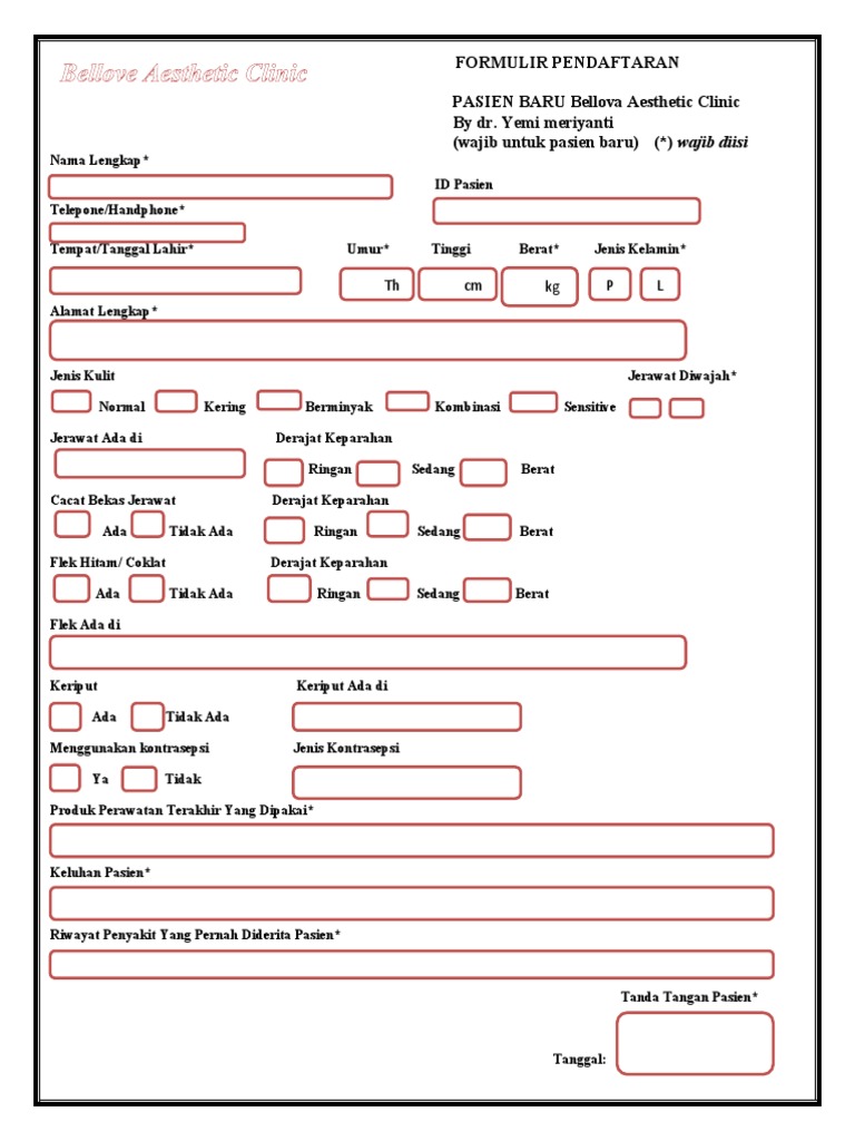 Formulir Pendaftaran Pasien Baru | PDF