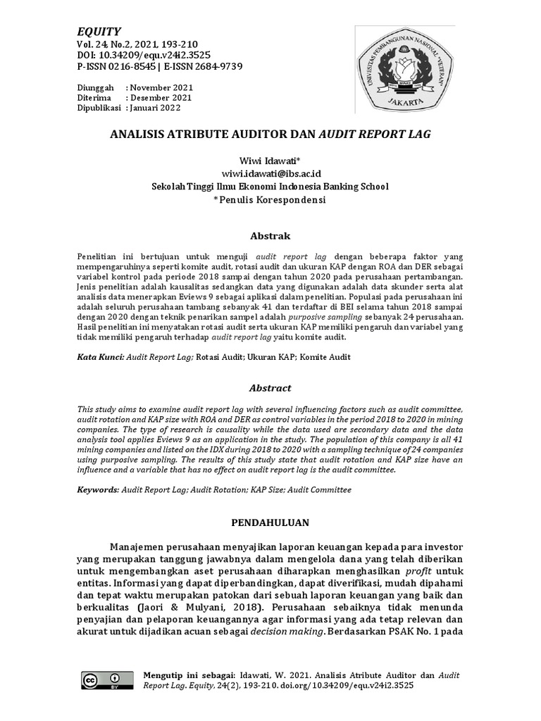 Pengaruh Atribut Auditor terhadap Audit Report Lag | PDF | Bisnis