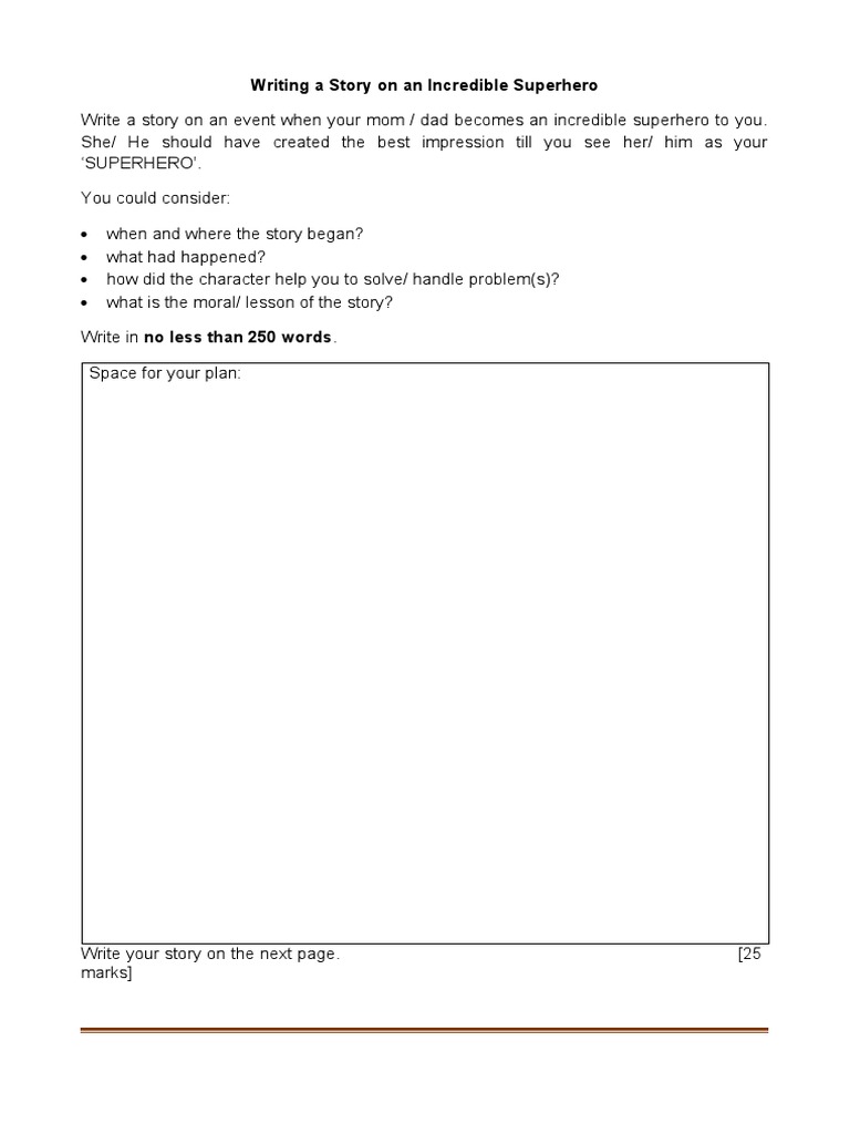 Writing A Story On An Incredible Superhero | PDF