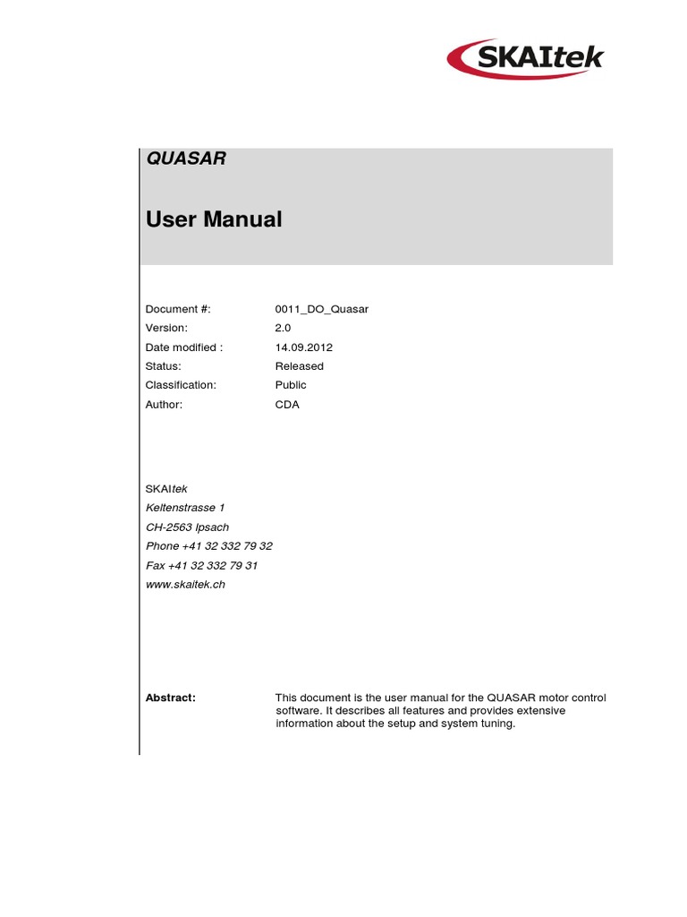 User Manual: Quasar | PDF