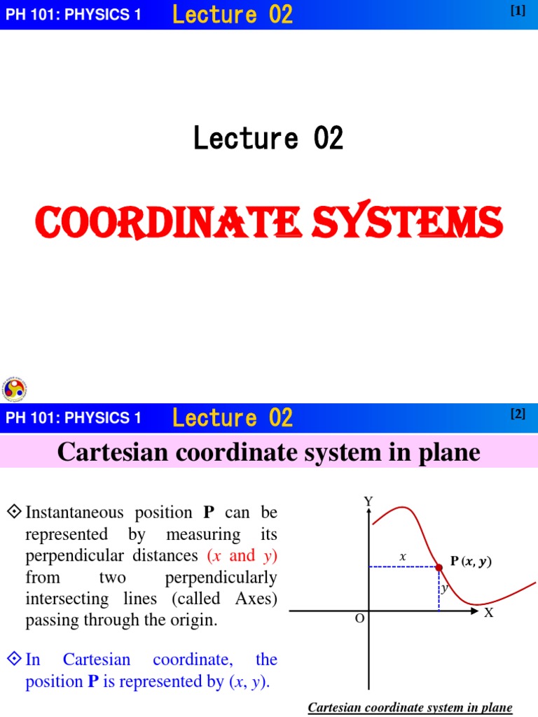 2021 Ph101 Lecture02 1 Iit Pdf Euclidean Vector Cartesian Coordinate System
