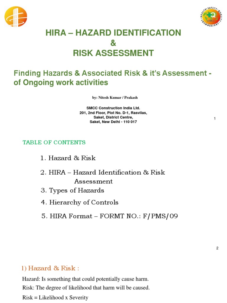 HIRA Training | PDF | Hazards | Risk