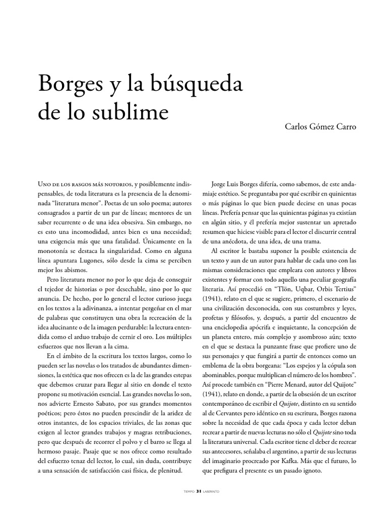 Borges Busca Lo Sublime | PDF | Escritores