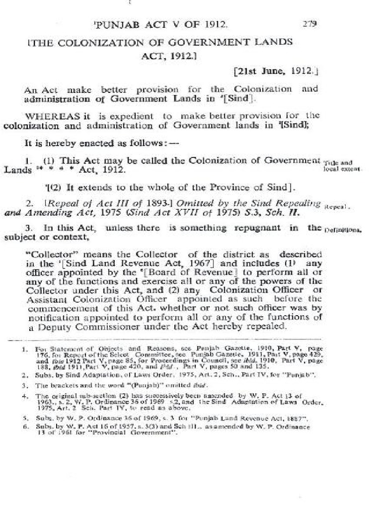 Colonization of Government Lands Act, 1912 | PDF
