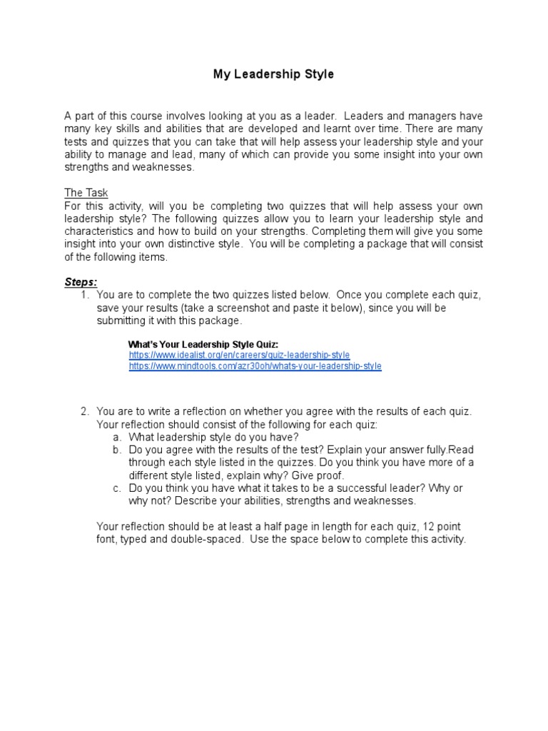 Sara's Leadership Style | PDF | Leadership | Quiz