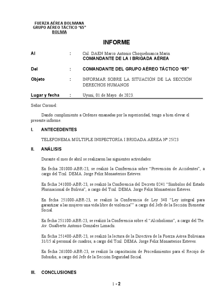 Informe Ddhh i Brigada Abril | PDF