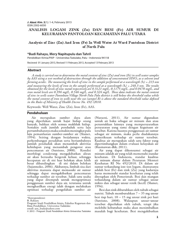 Analisis Logam Zink ZN Dan Besi Fe Air S | PDF