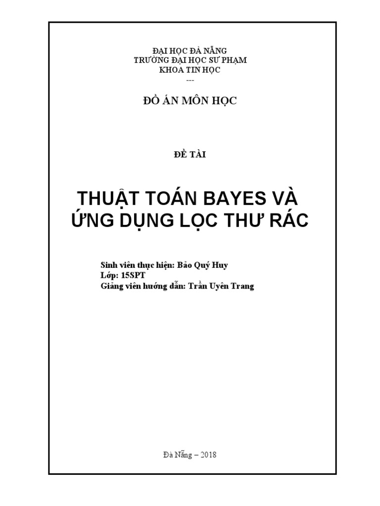 (123doc) - Do-An-Thuat-Toan-Bayes-Va-Ung-Dung-Loc-Thu-Rac-Khoa-Cntt | PDF