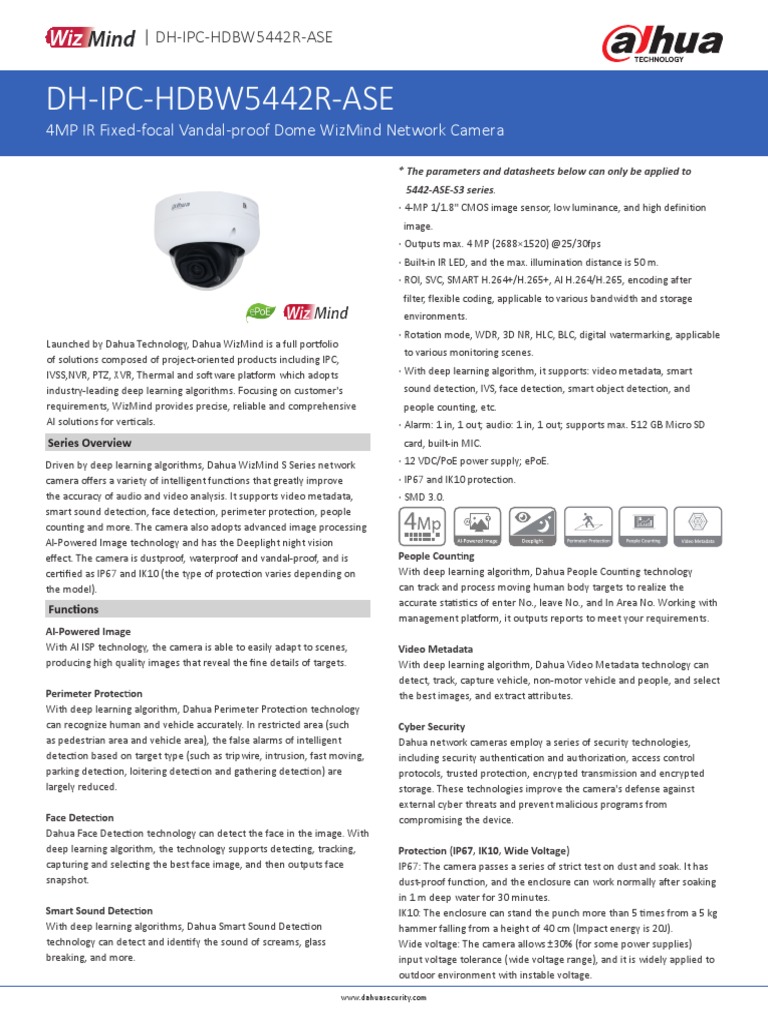 IPC-HDBW5442R-ASE S3 Datasheet 20230112 | PDF
