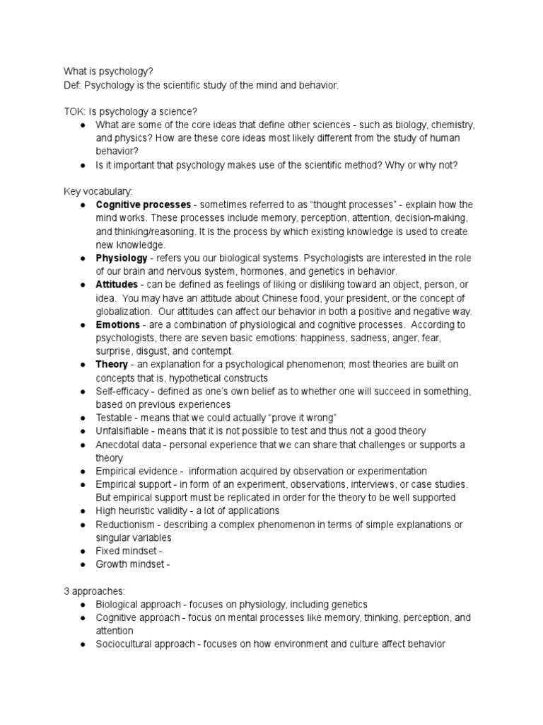 Psychology Notes | PDF | Psychology | Attitude (Psychology)