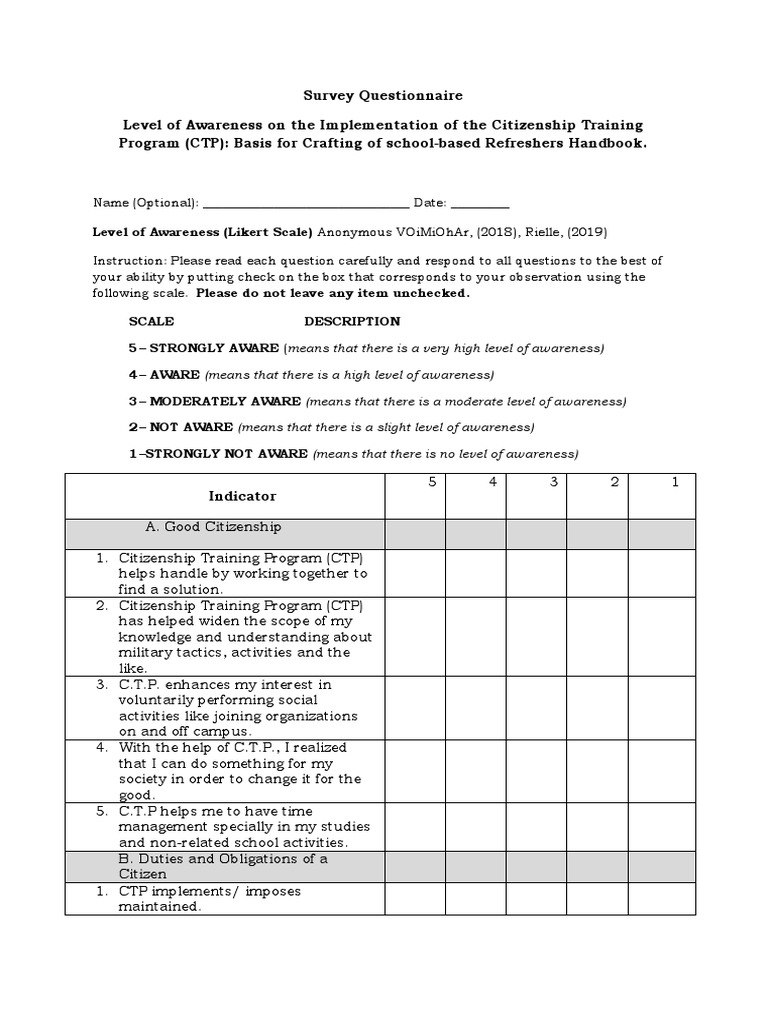 QUESTIONNAIRE | PDF