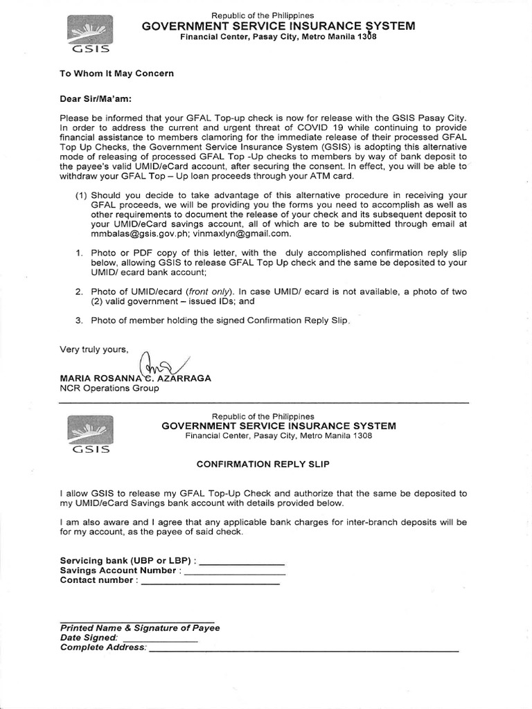 Confirmation Reply Slip | PDF