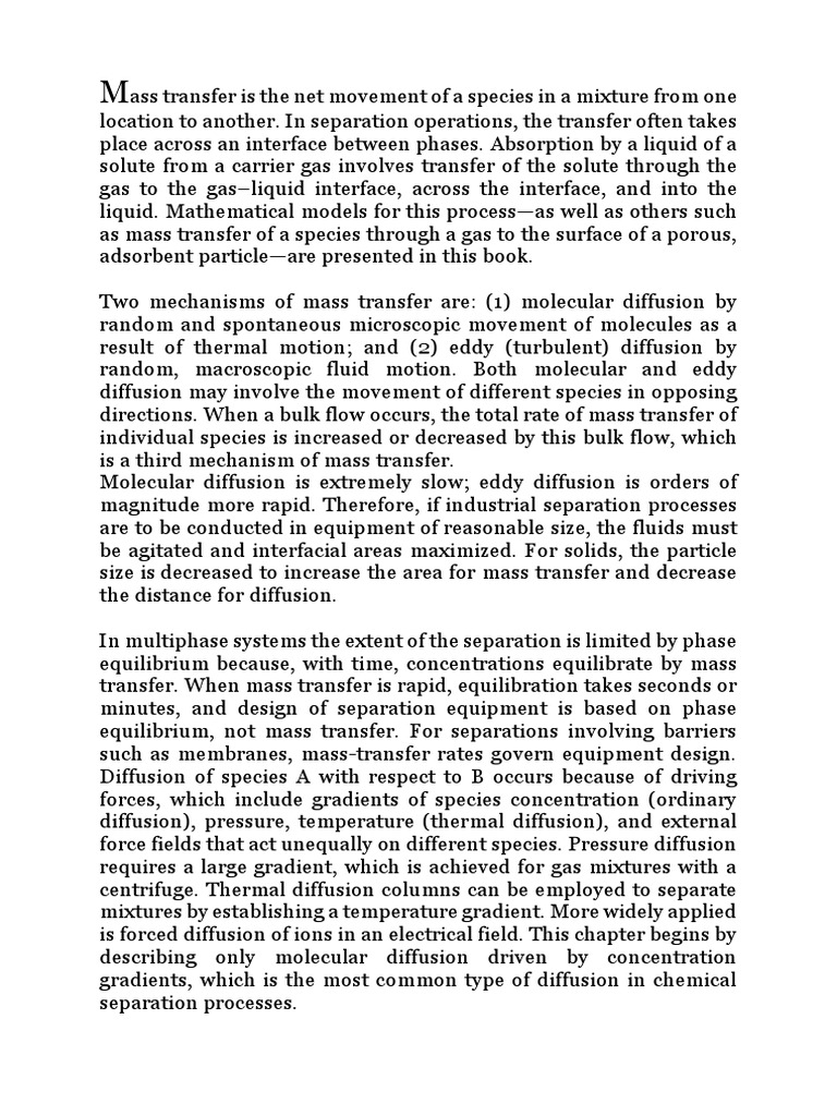 Mass | PDF | Diffusion | Transport Phenomena