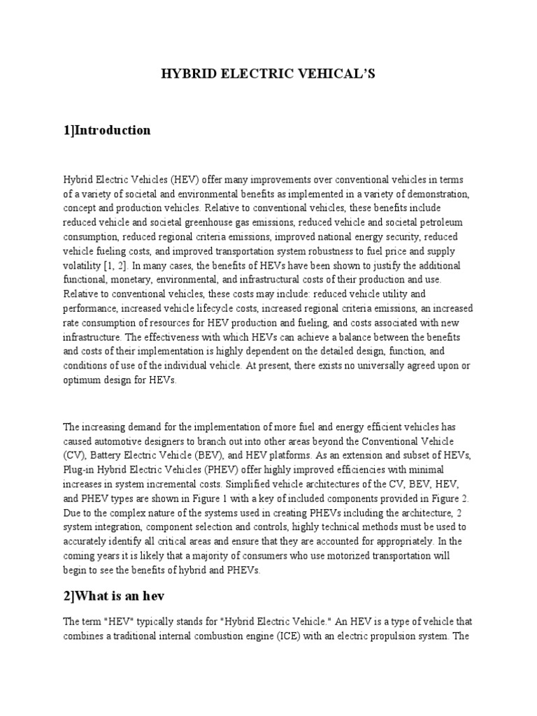 Hybrid Electric Vehical Dts Report | PDF | Hybrid Electric Vehicle | Car