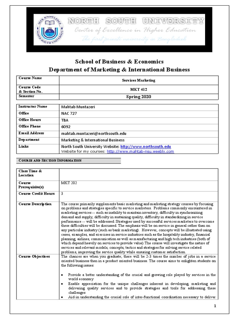 mkt_412_course_outline_2020 | PDF | Marketing | Academic Dishonesty