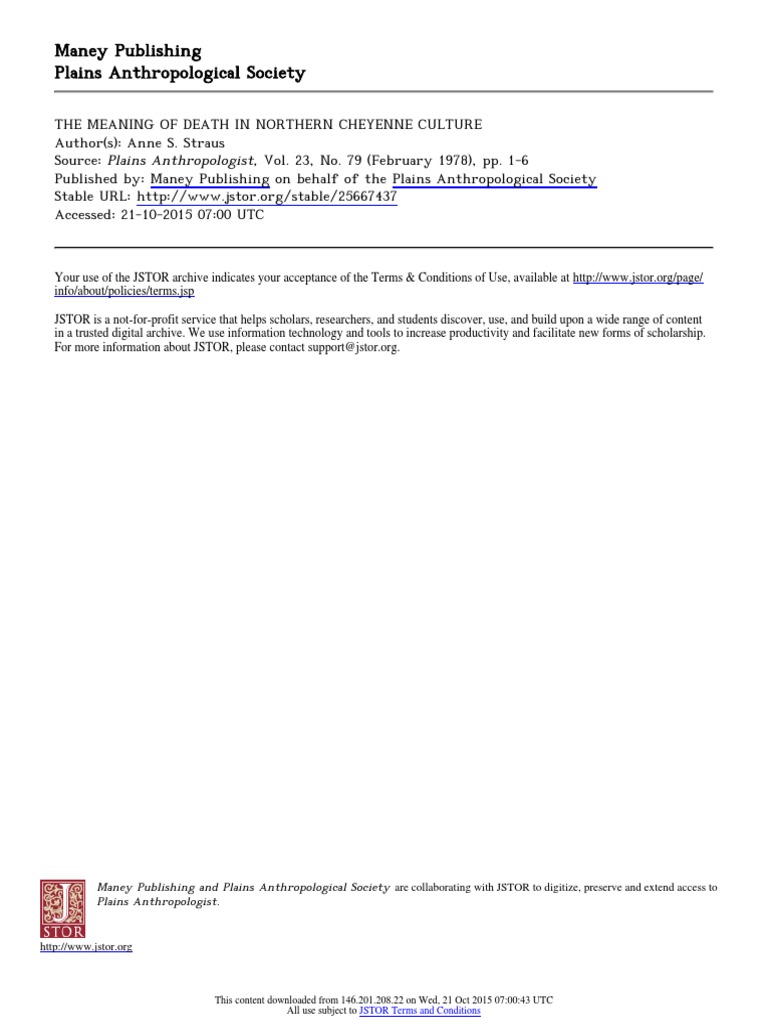 The Meaning of Death in Northern Cheyenne Culture | PDF