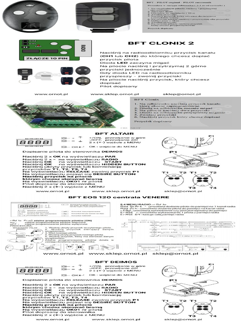 BFT Programowanie Pilota | PDF