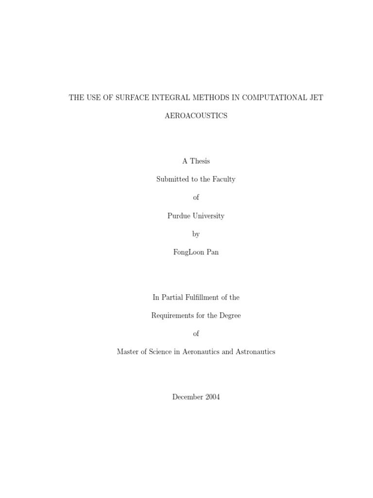 The Use of Surface Integral Methods in Computational Jet Aeroacoustics | PDF | Computational ...