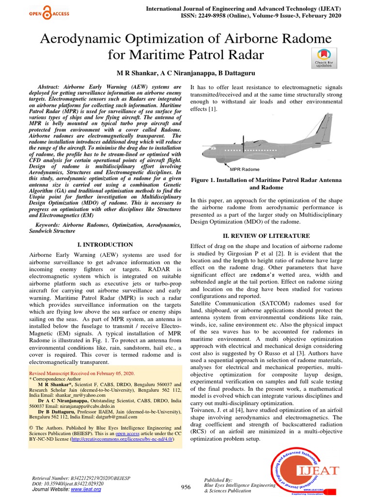 Aerodynamic Optimization of Airborne Radome For Maritime Patrol Radar | PDF