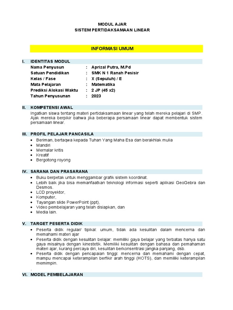 Sistem Pertidaksamaan Linear | PDF | Metode & Bahan Ajar