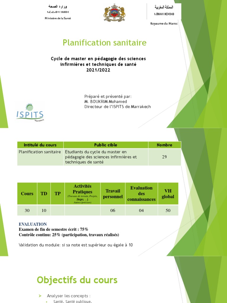 Planification Sanitaire en Santé Publique | PDF | Planification | Santé ...