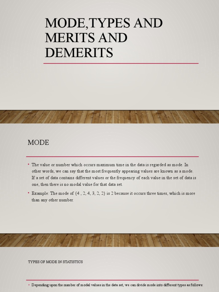 Mode, Types and Merits and Demerits | PDF | Mode (Statistics ...