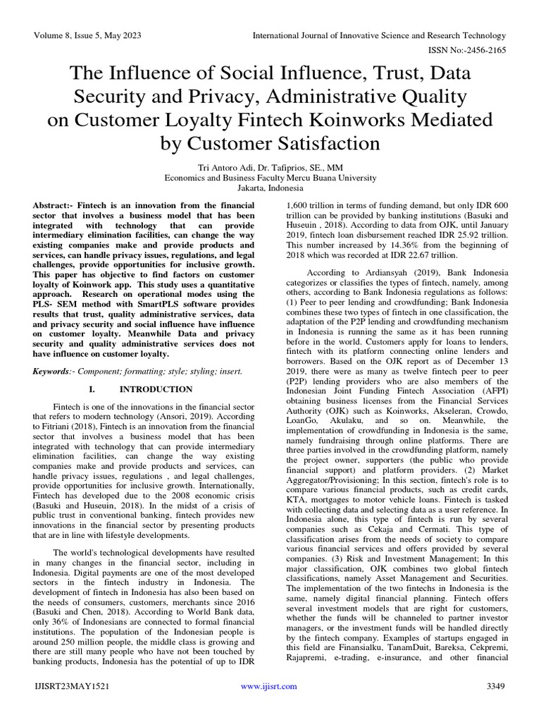 The Influence of Social Influence, Trust, Data Security and Privacy ...