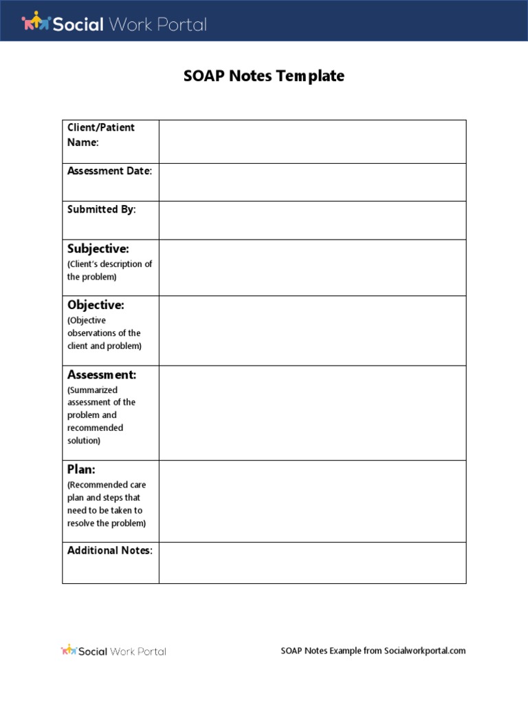 SOAP Notes Template For Social Workers SWP | PDF