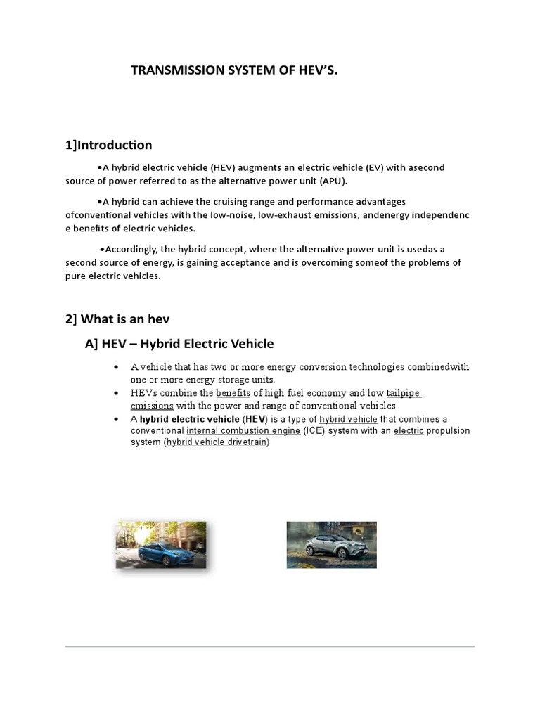 Transmission System of Hev | PDF | Hybrid Electric Vehicle | Hybrid Vehicle