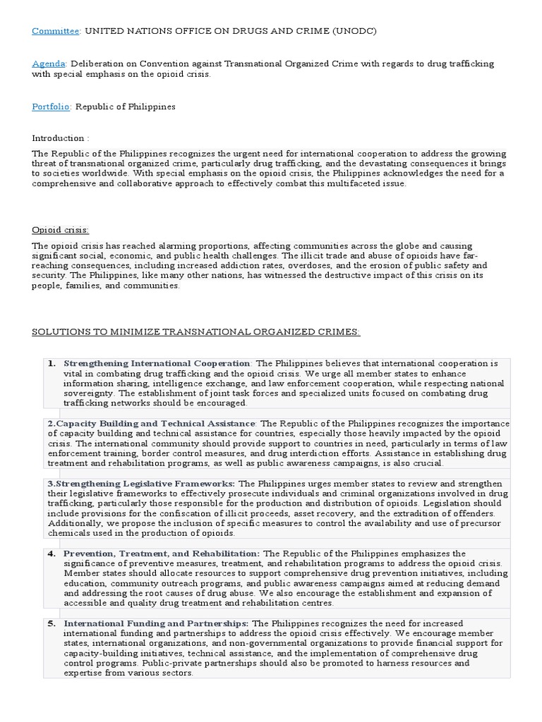 Republic of Philippines Position Paper | PDF | Transnational Organized ...
