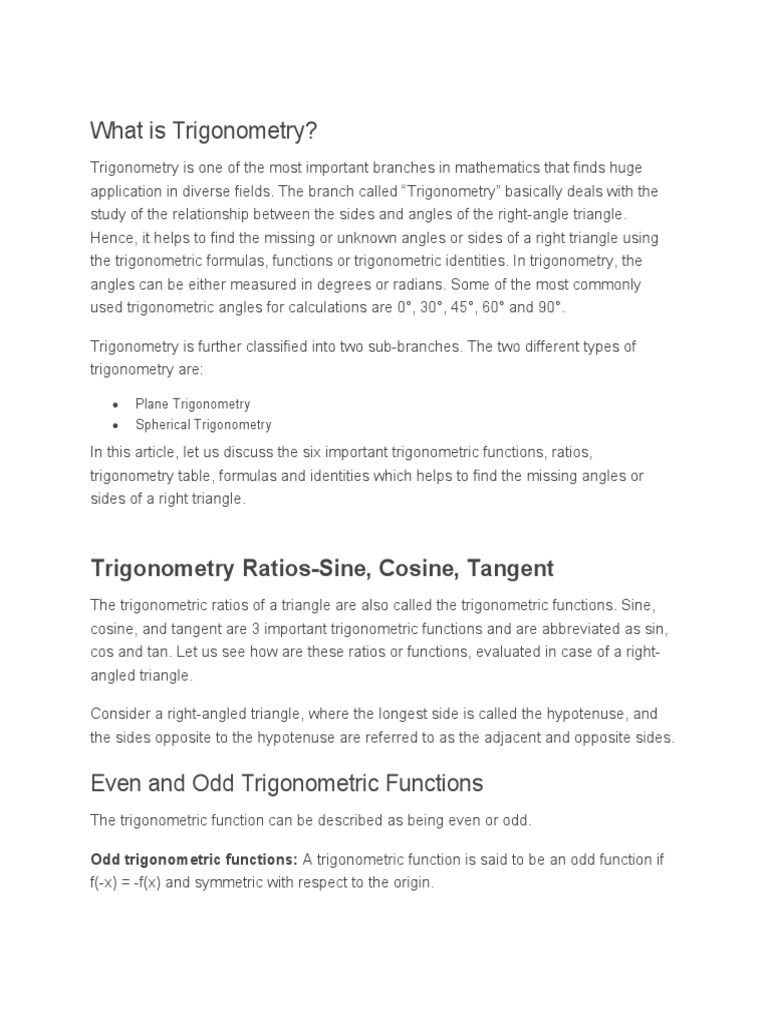 Maths trigonometry introduction | PDF | Trigonometric Functions ...