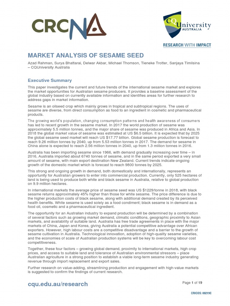 Sesame Market Analysis | PDF | Sesame