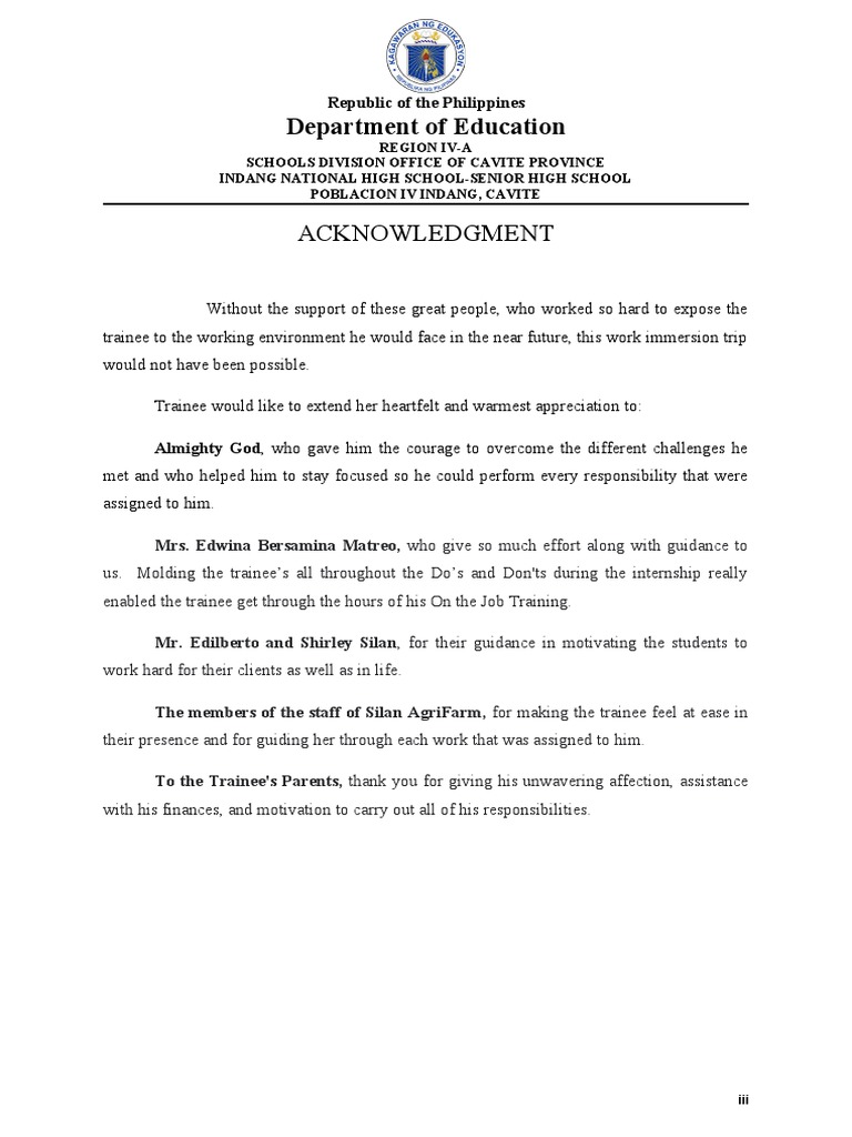 Acknowledgement | PDF | Cognition | Business