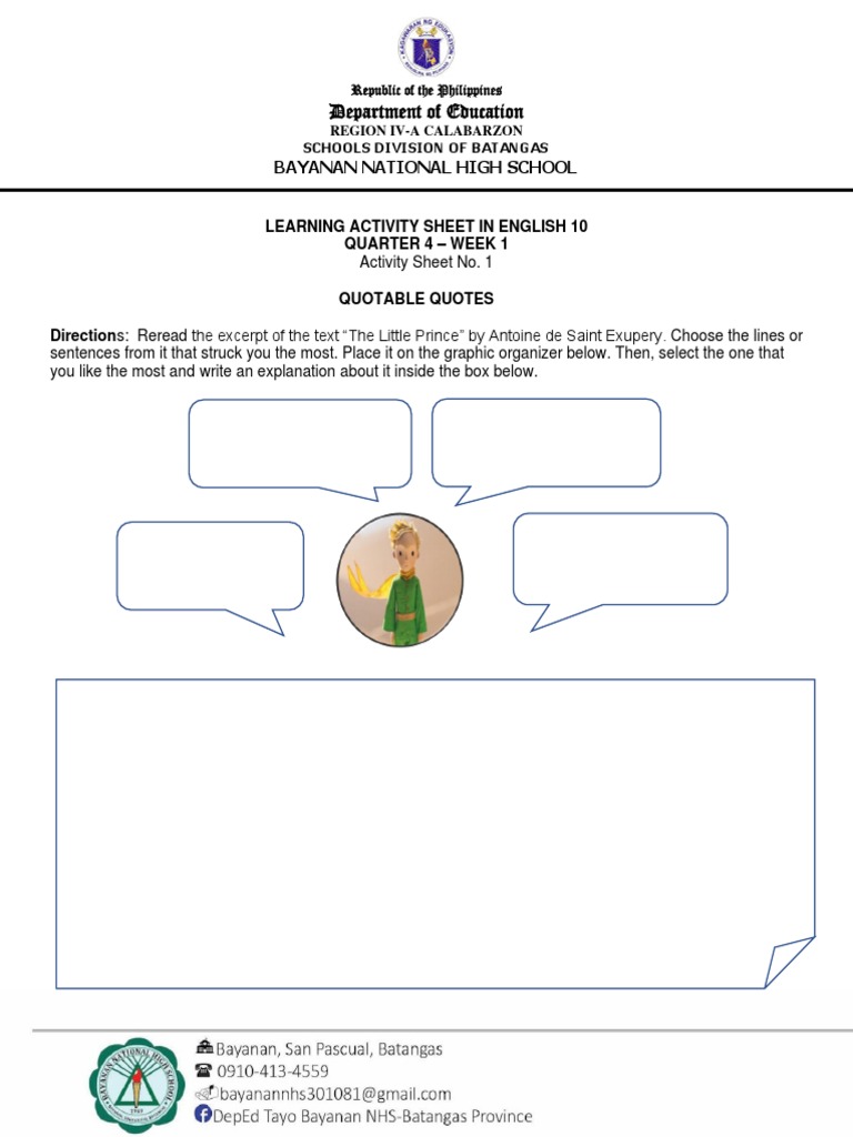 Quarter 4 - Week 1 Worksheet - English 10 | PDF