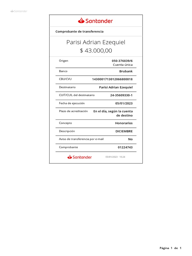 ADRIAN PARISI - Comprobante de Transferencia | PDF