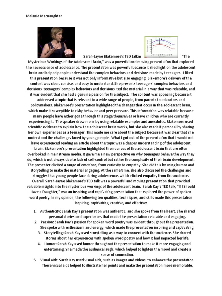 Melanie Macnaughtans ted talks week 1 | PDF