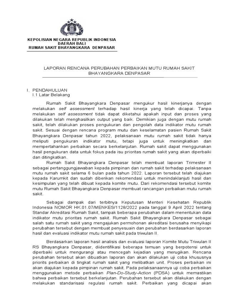 Laporan Perubahan Rencana Perbaikan Mutu Fix | PDF