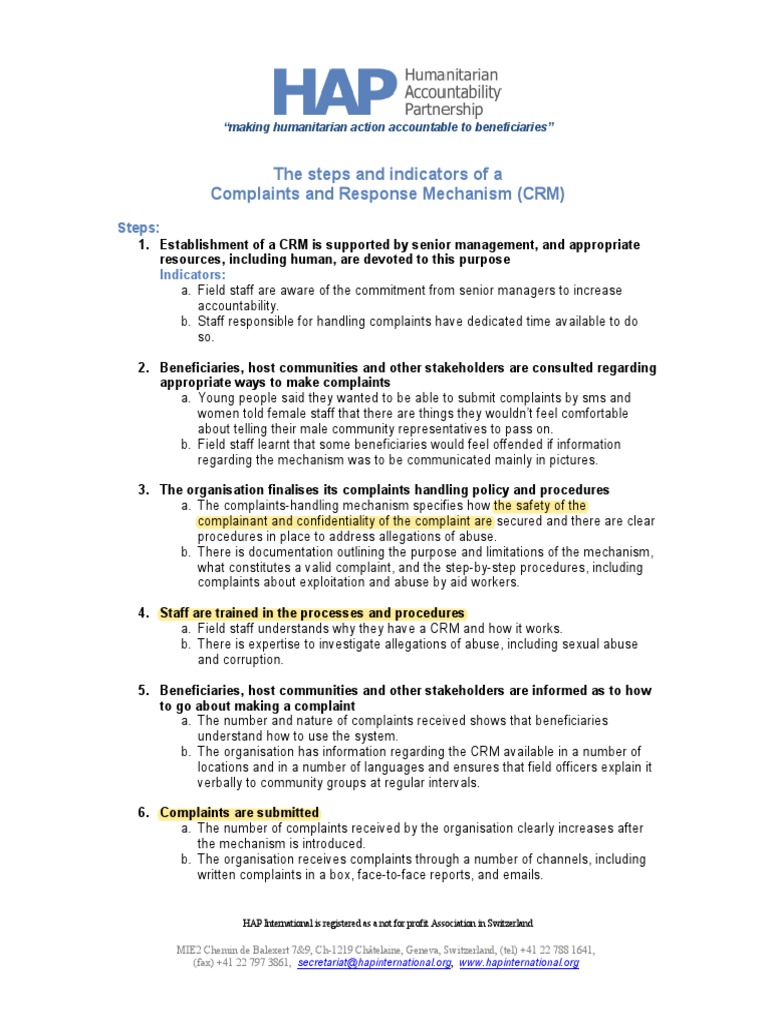 HAP International CRM Implementation Guide | PDF | Complaint ...