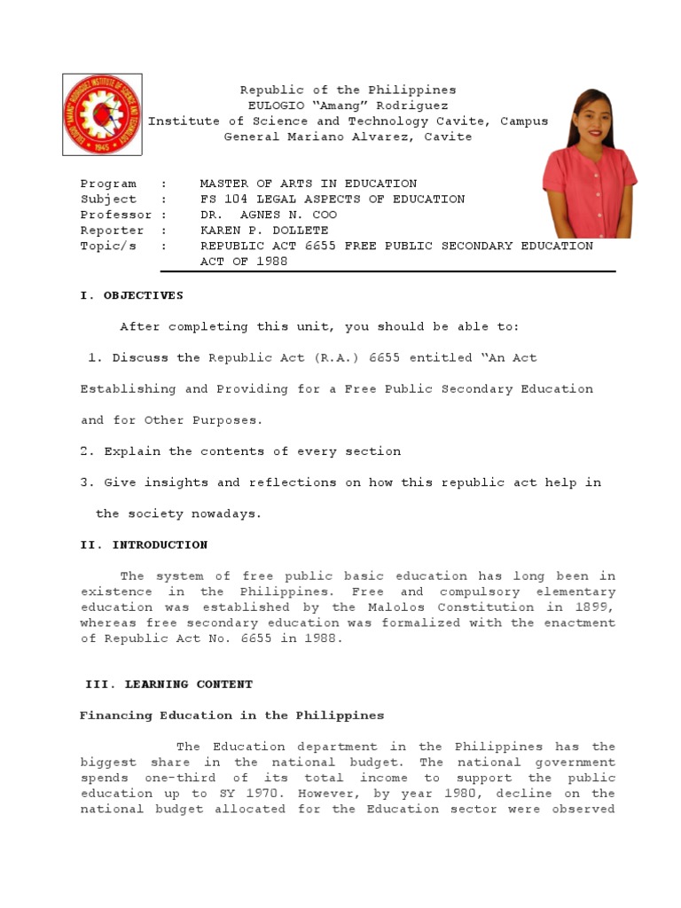(Old Template) - DOLLETE KAREN P. - Republic Act 6655 Free Public ...
