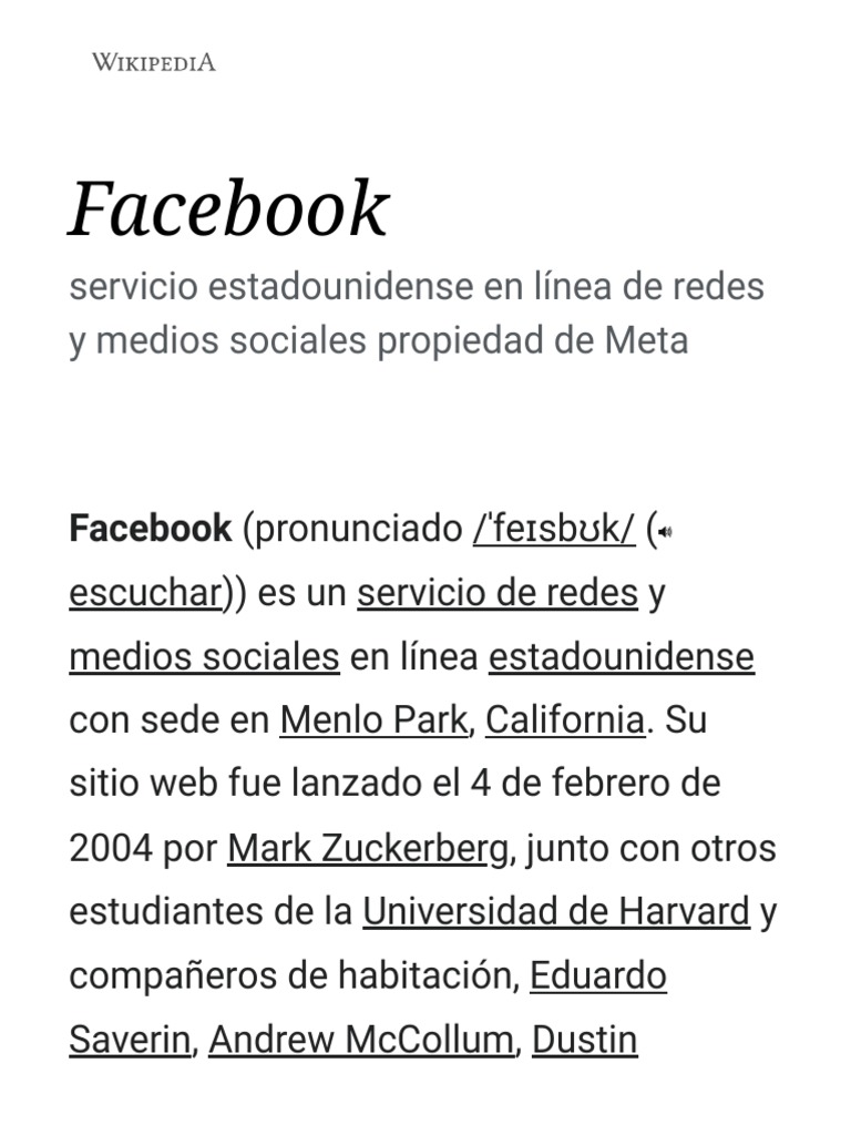 Facebook - Wikipedia, La Enciclopedia Libre | PDF | Facebook | Informática