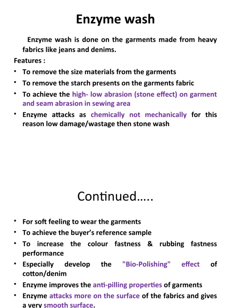 Enzyme Wash Process for Denim Garments | PDF | Chemistry | Chemical ...