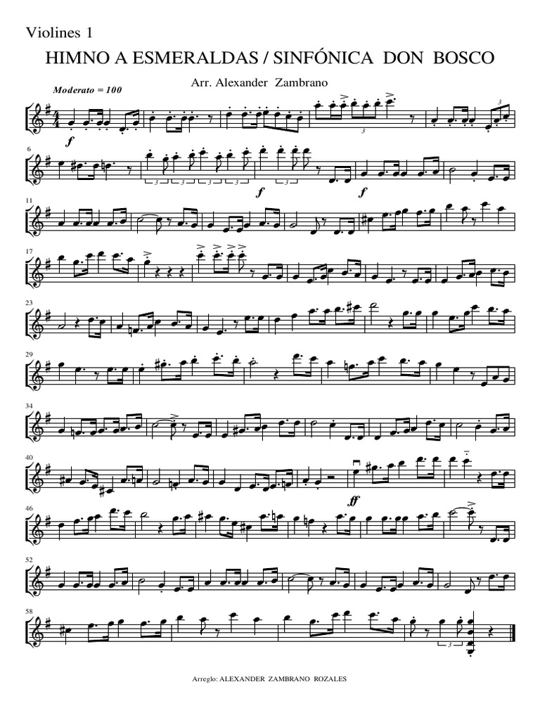 HIMNO - A - ESMERALDAS DON BOSCO-Violines | PDF