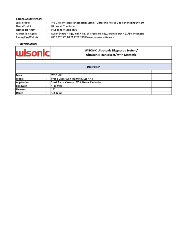 Ultrasonic Transducer Specifications | PDF | Technology & Engineering
