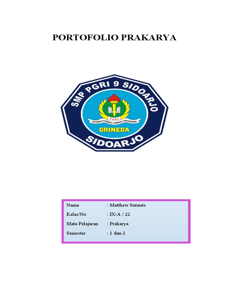 Contoh Cover Portofolio Siswa SMP | PDF