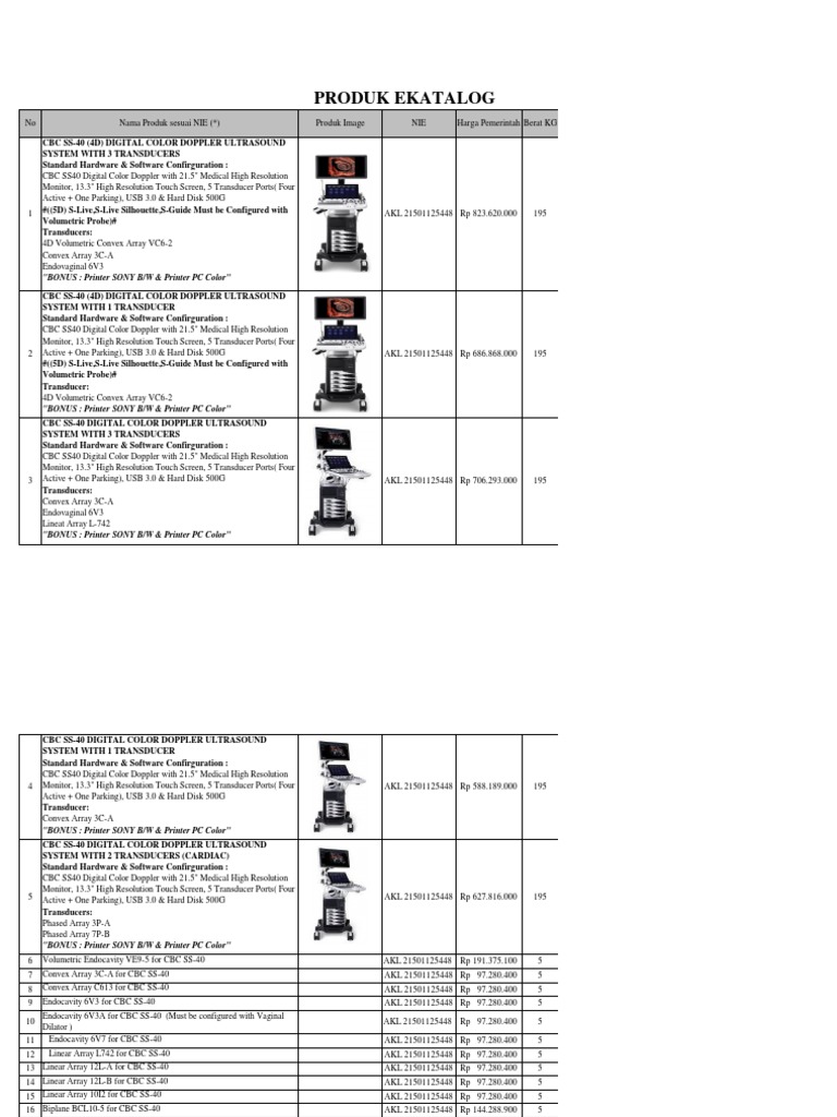 Price List E-Catalog | PDF | Medical Ultrasound | Computer Monitor